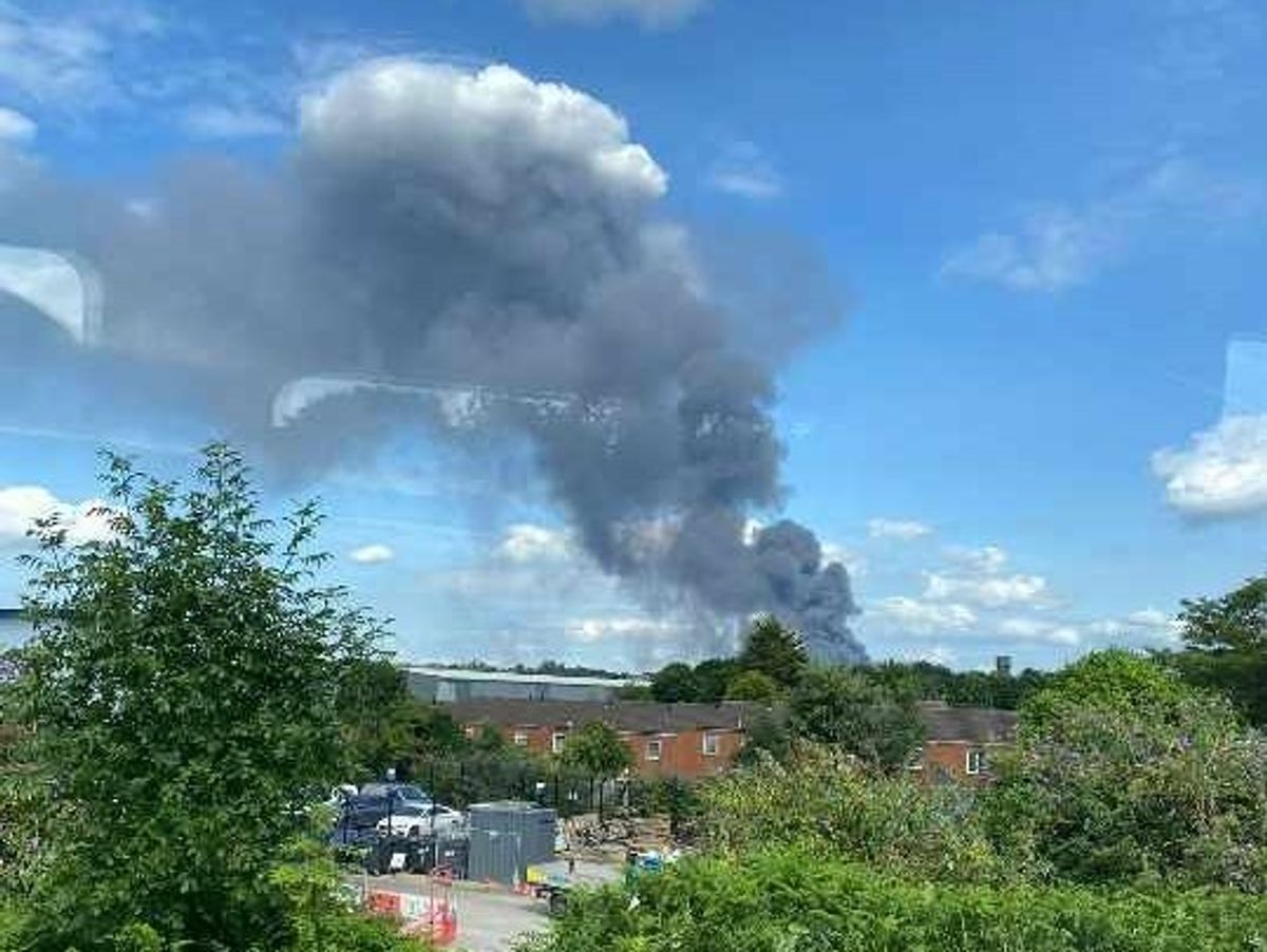 Watch: Smoke seen for miles around as over 100 firefighters tackle huge blaze at sports ...
