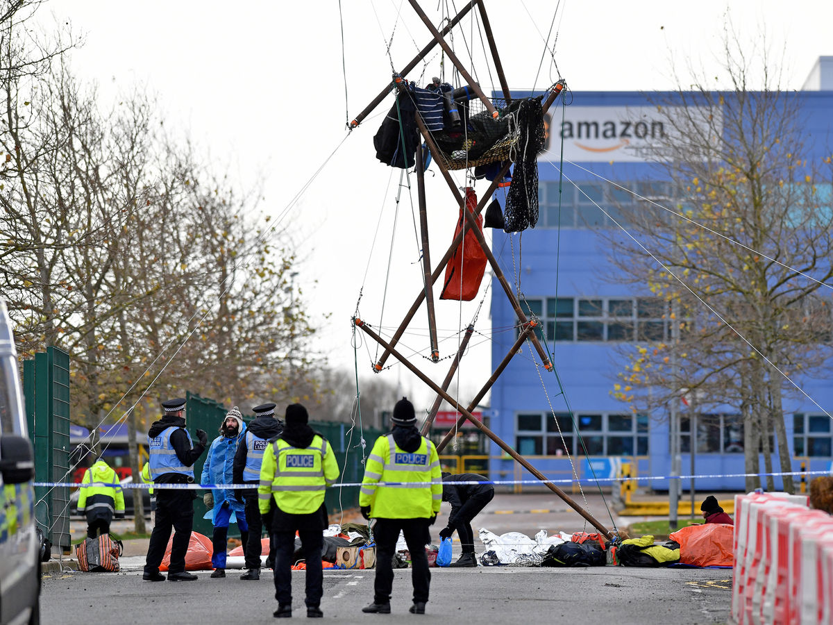 Extinction Rebellion protesters blockade Amazon Rugeley | Express & Star