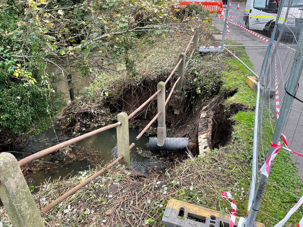 Main road to remain closed while collapsed embankment is repaired ...