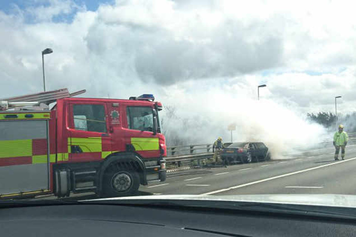 Car catches fire on M6 shutting two lanes | Express & Star
