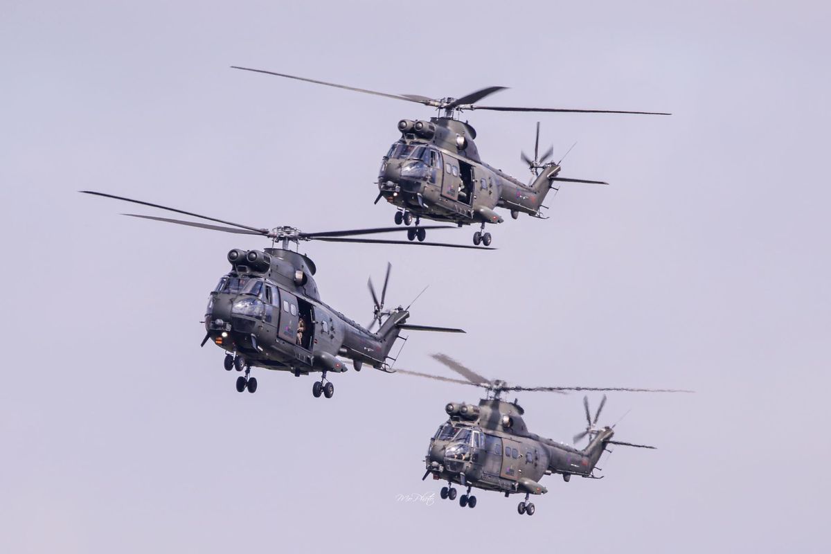 Three Puma RAF helicopters soar over Shropshire as they tour UK for the ...