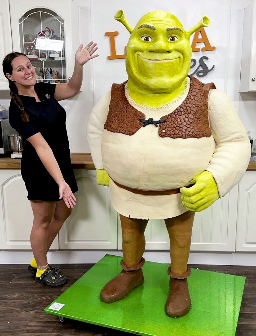 Walsall baker creates life-size Shrek cake so tall she needed ladders ...