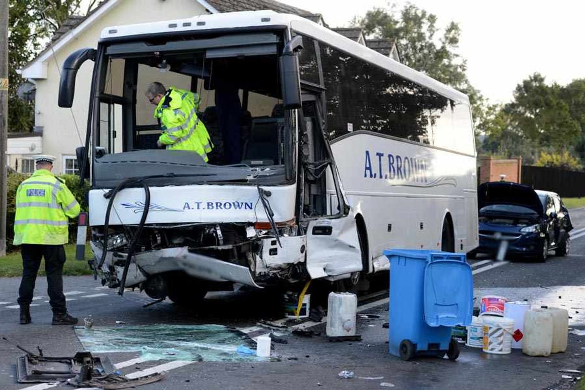 Pictures: EIGHT casualties after crash involving coach on A41 in ...