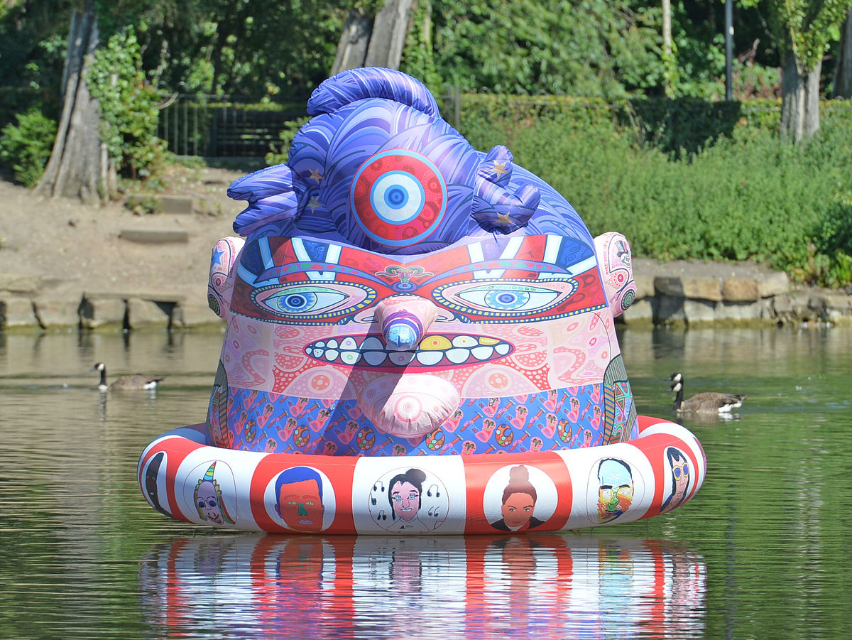 Huge inflatable psychedelic Argonaut takes up residence on lake at ...