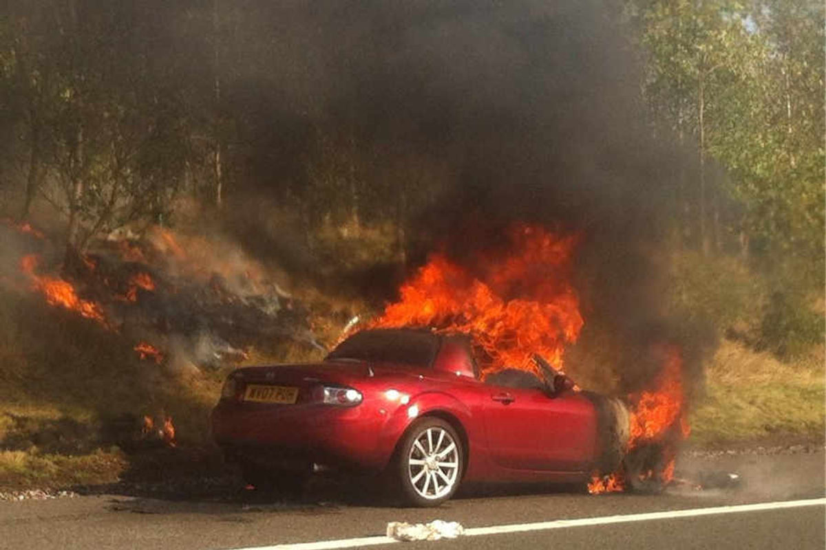 Pictured: Sports car bursts into flames on M6 Toll | Express & Star