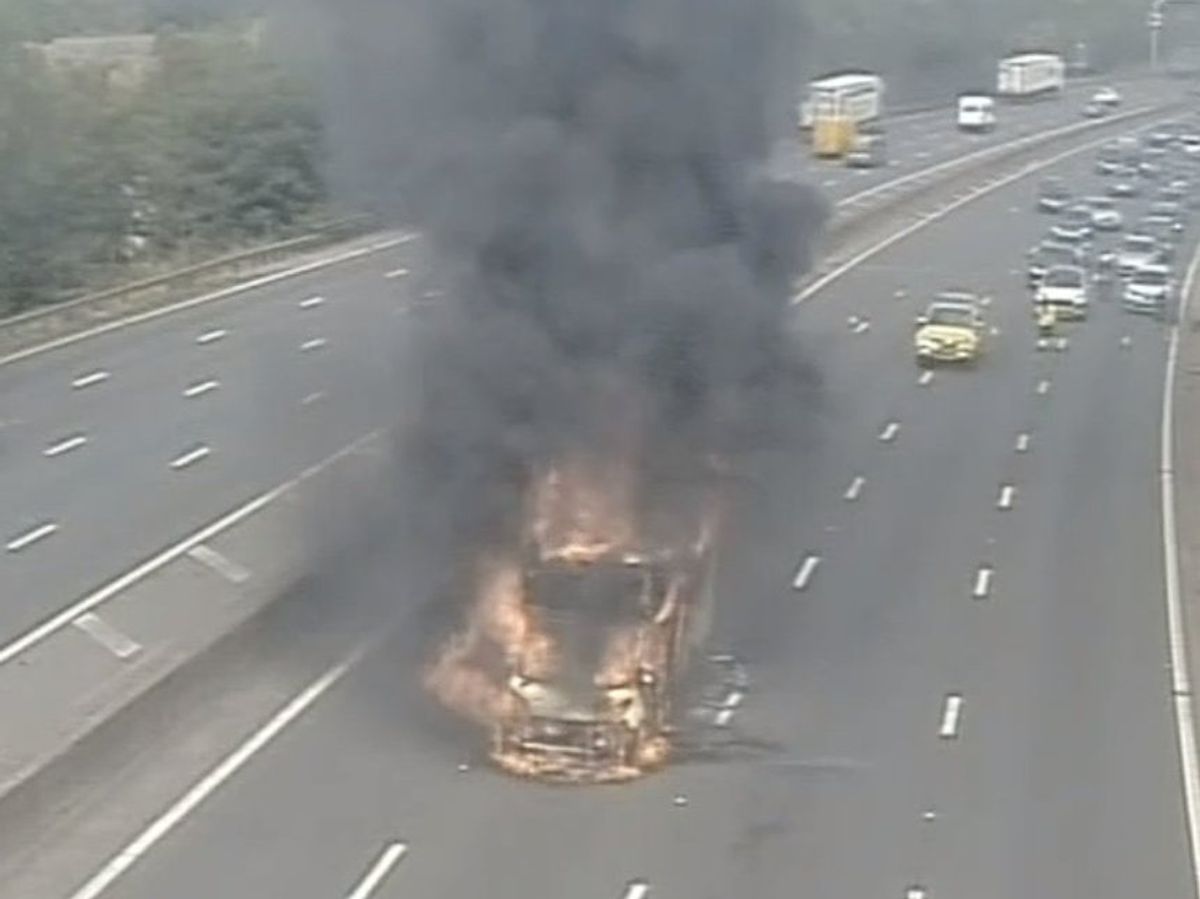 Van destroyed in fire on M5 as blaze closes motorway and leaves it ...
