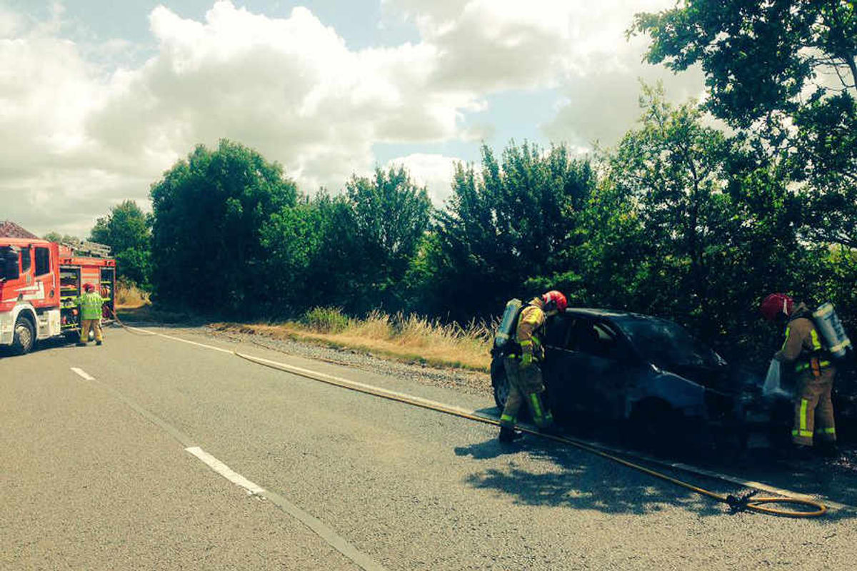 Traffic disruption as car catches fire on M54 in Shropshire ...